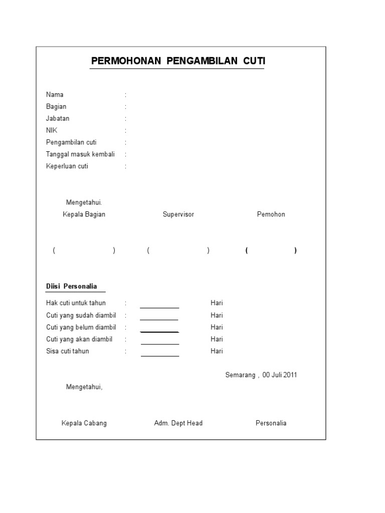 Form Cuti Karyawan | PDF