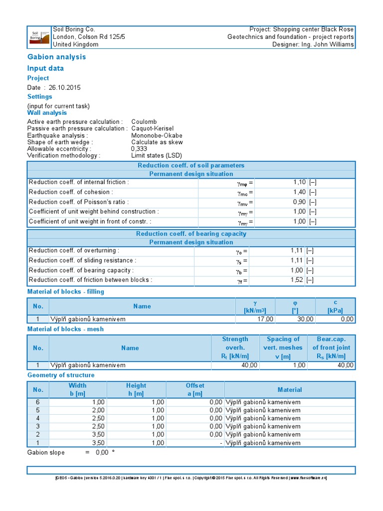 Geo5 Gabion Sample Report | PDF | Soil | Friction