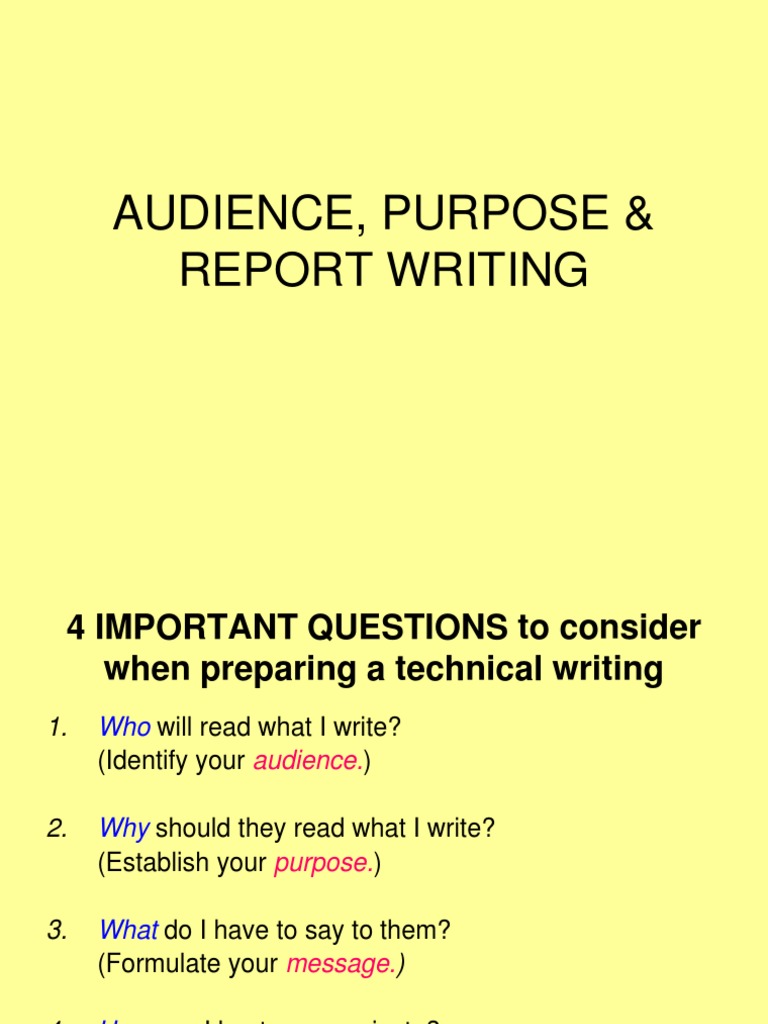 Understanding Audience and Purpose in Reports | PDF | Psychological ...