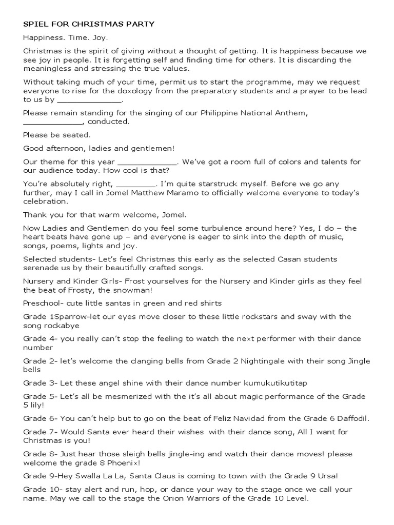 Spiel For Christmas Party | PDF | Christmas | Entertainment (General)