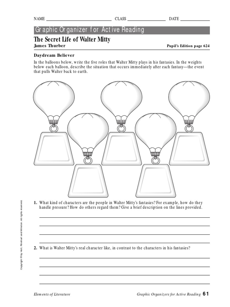 Secret Life of Walter Mitty Graphic Organizer | PDF | Writing | Linguistics