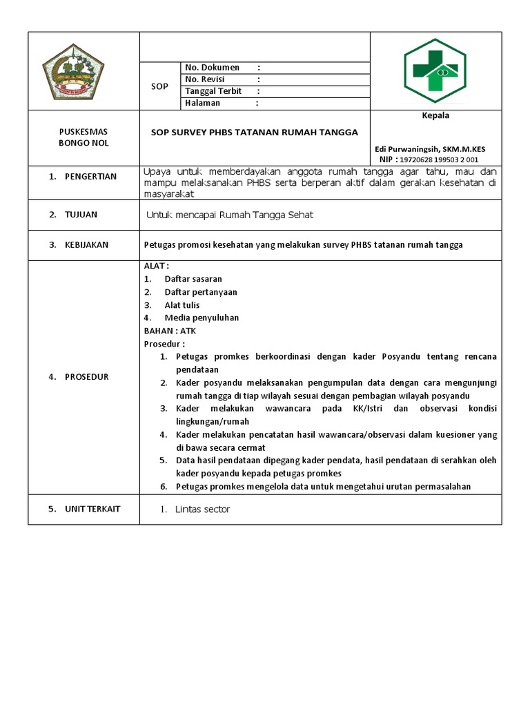 Sop Survey Phbs T. RT | PDF