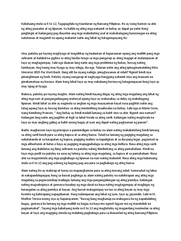 Kabataang Mula Sa K To 12 | PDF