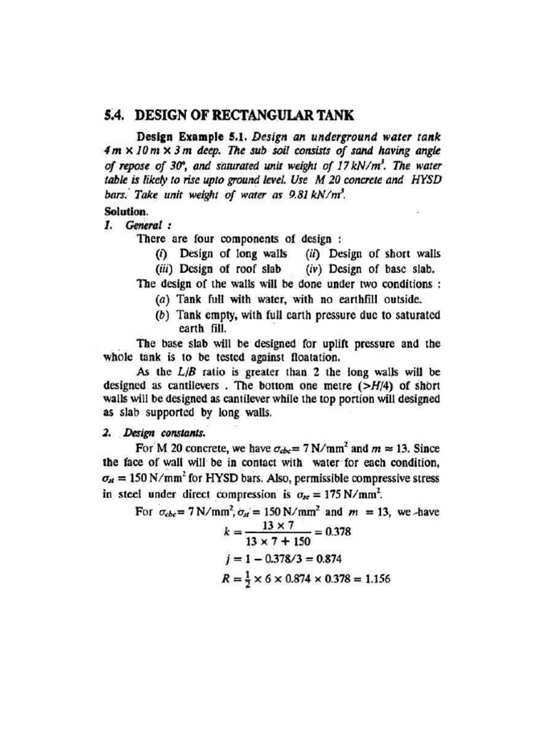 PUNMIA Design of A Rectangular Water Tank | PDF