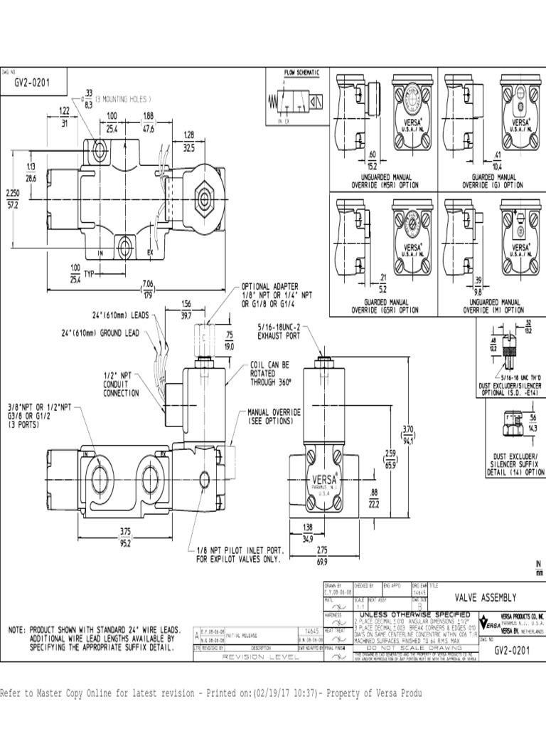 Drawing Solenoid Valve Suction Versa IP VSG-3521-U-D024-GV2-0201 | PDF