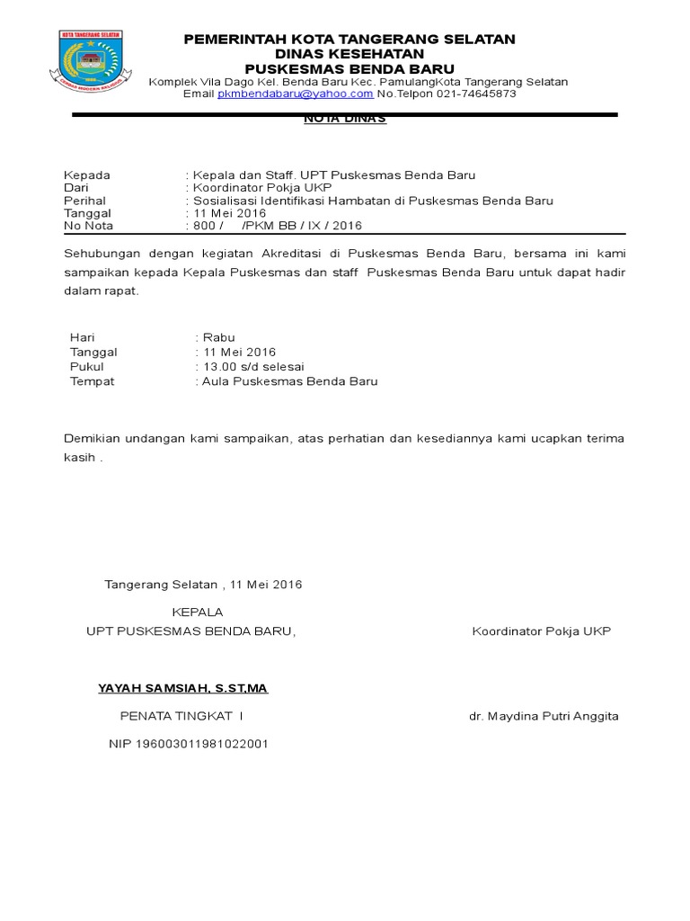 Contoh Nota Dinas | PDF