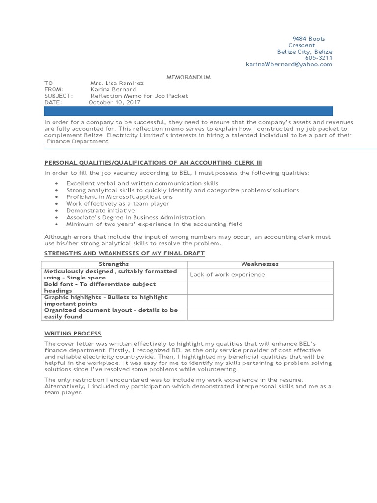 Memo For Job Packet | Download Free PDF | Business | Psychology
