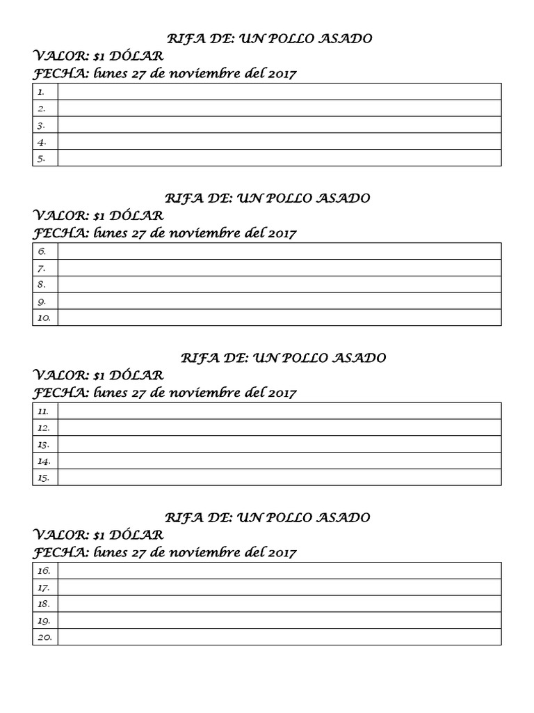Rifa de Pollo 2017 | PDF | Monedas de América del Norte | Monedas de los Estados Unidos