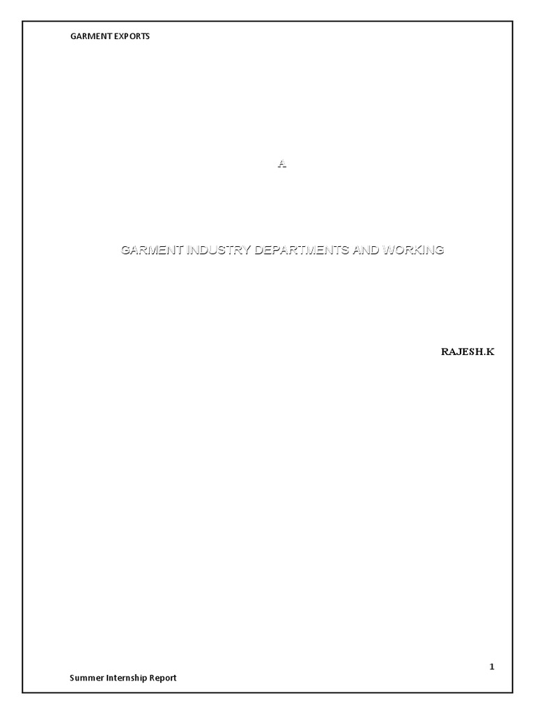 Garment Industry Department Overview | PDF | Business Process | Network ...