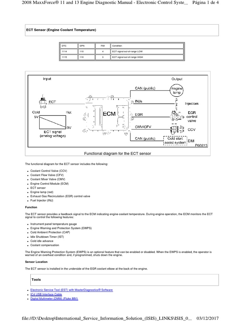 ECT Sensor (Engine Coolant Temperature) | PDF | Electrical Resistance ...