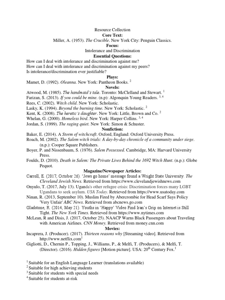 Resource Collection Handout | PDF | Books