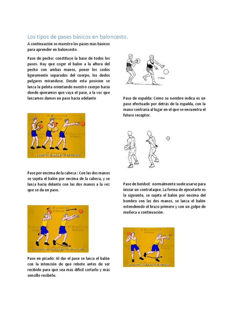 Los Tipos de Pases Básicos en Baloncesto | PDF