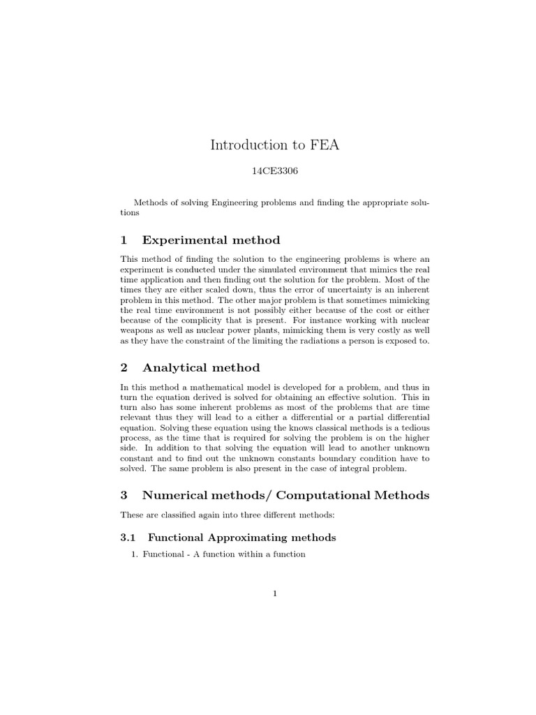 Introduction To FEA: 1 Experimental Method | PDF | Finite Element ...