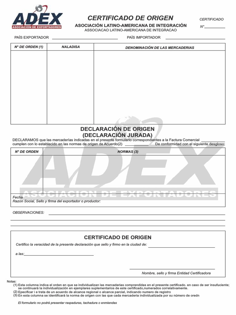 Certificado de Origen