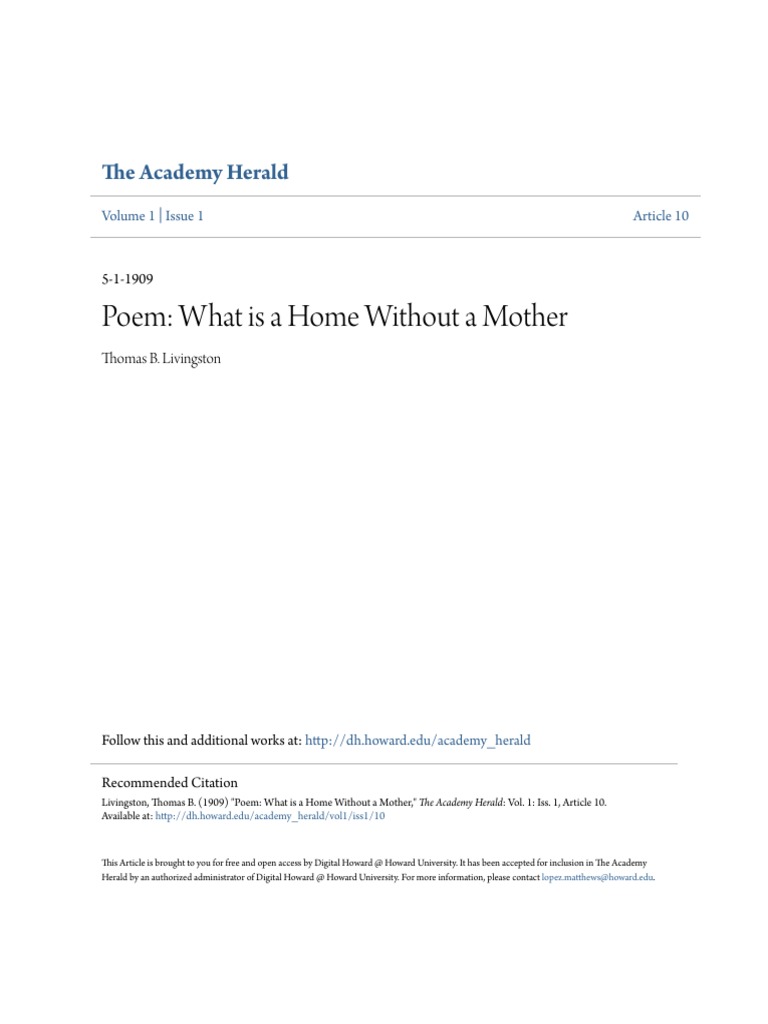 Poem - What Is A Home Without A Mother | PDF