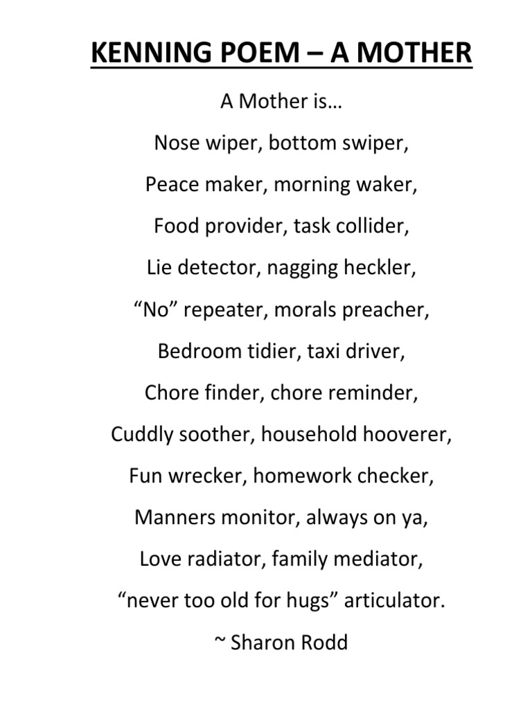Kenning Poem - A Mother | PDF