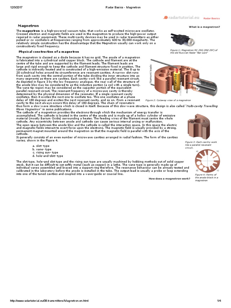 Radar Basics - Magnetron | PDF | Vacuum Tube | Electron