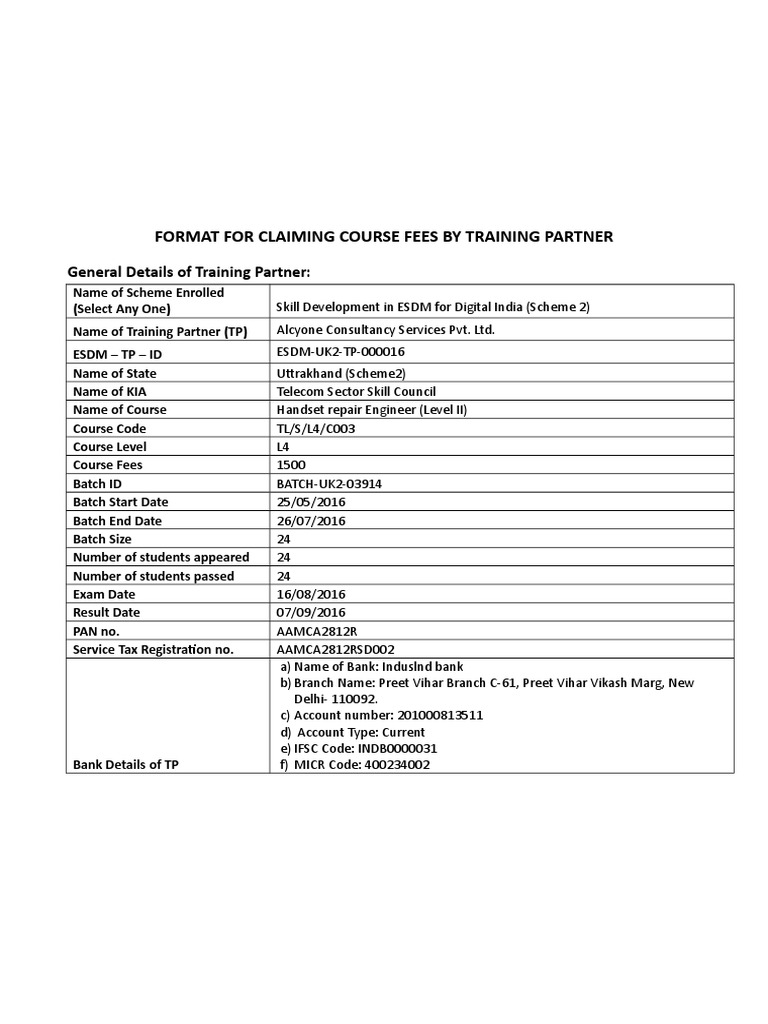 ESDM - Invoice Format and Checklist | Signature | Invoice