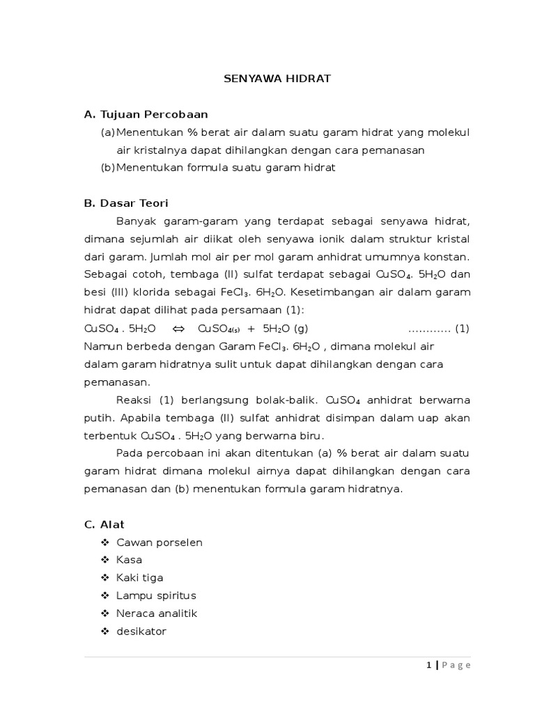 Senyawa Hidrat | PDF | Sains & Matematika