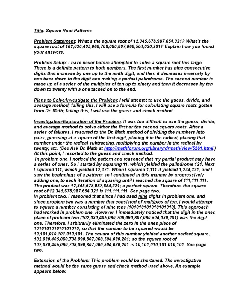 Square Root Patterns | Download Free PDF | Square Root | Algorithms