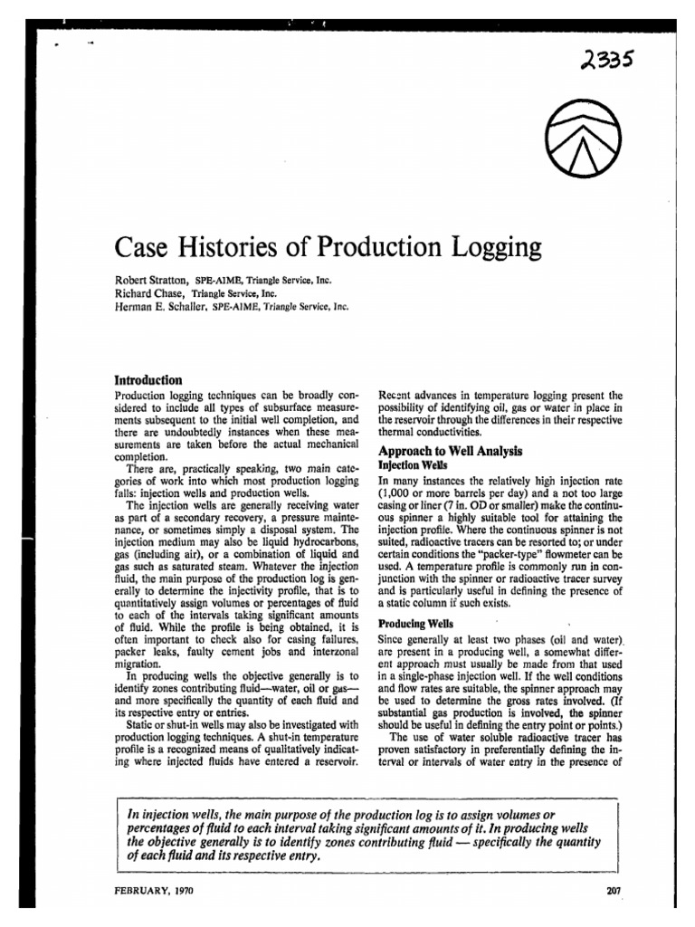 Case Histories of Production Logging | PDF | Casing (Borehole ...