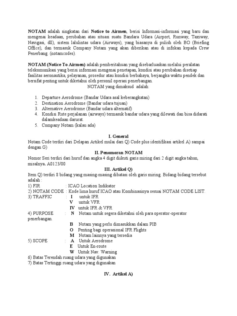 NOTAM Adalah Singkatan Dari Notice To Airmen | PDF
