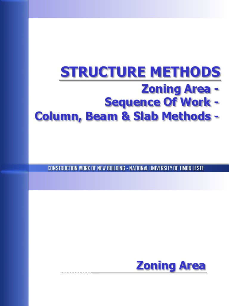 Structure Methods: Zoning Area - Sequence of Work - Column, Beam & Slab ...
