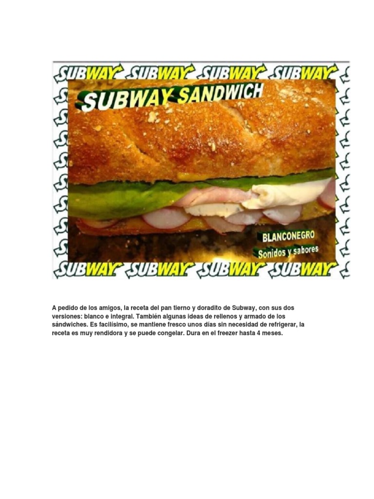 Receta de Pan Subway: Blanco e Integral | PDF | Panes | Levadura