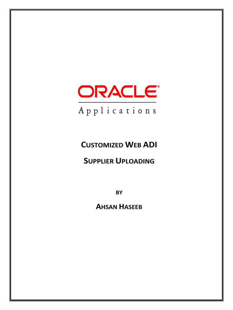 Customized Web ADI - Supplier Uploading | PDF | Application Programming Interface | Page Layout