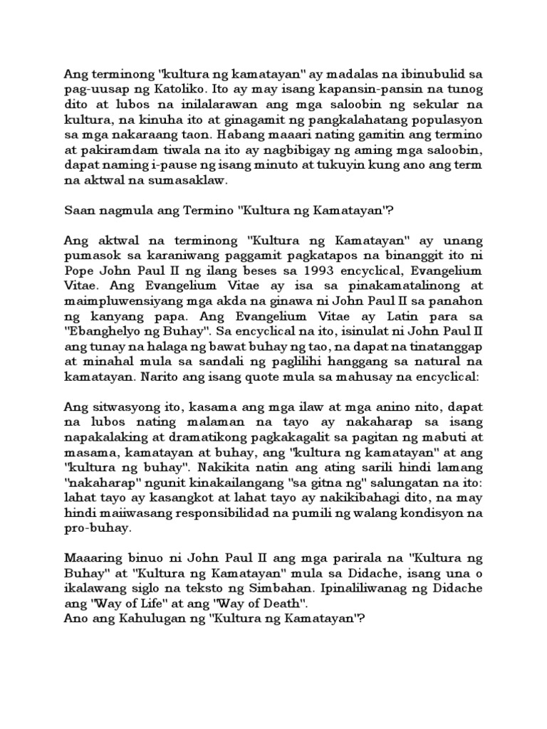 Kultura NG Kamatayan | PDF