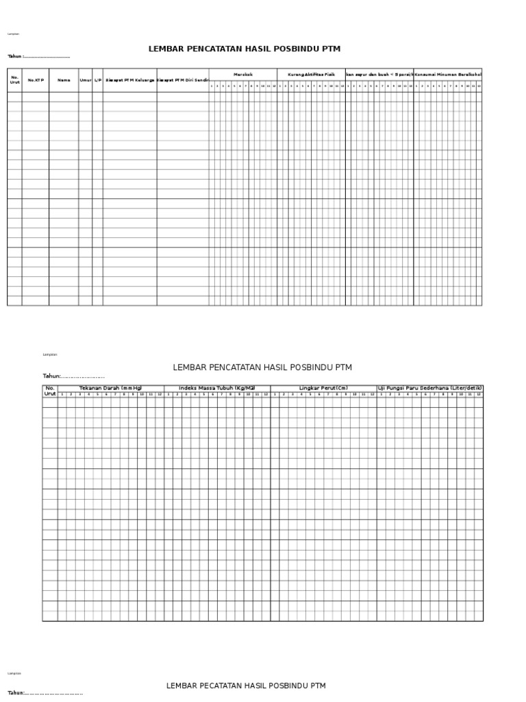 Form Pencatatan - Posbindu PTM | PDF
