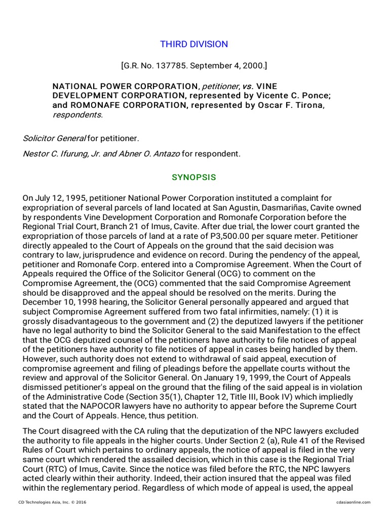 NAPOCOR v. Vine Development | PDF | Lawsuit | Lawyer