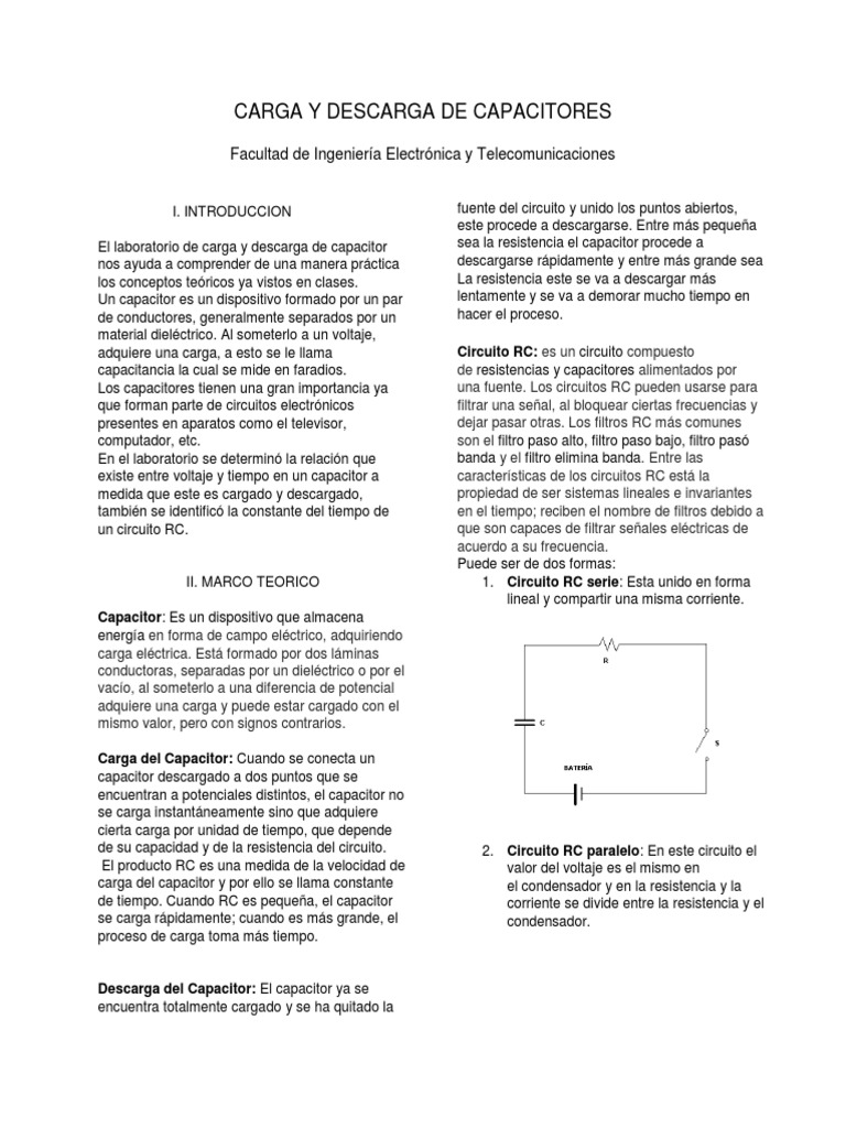 Informe Carga y Descarga de Capacitor | Descargar gratis PDF ...
