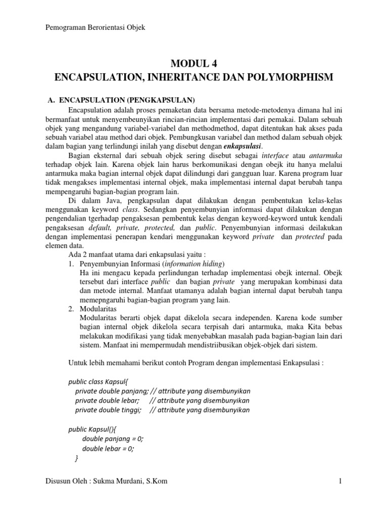 Encapsulation Inheritance Polimorfisme PDF | PDF