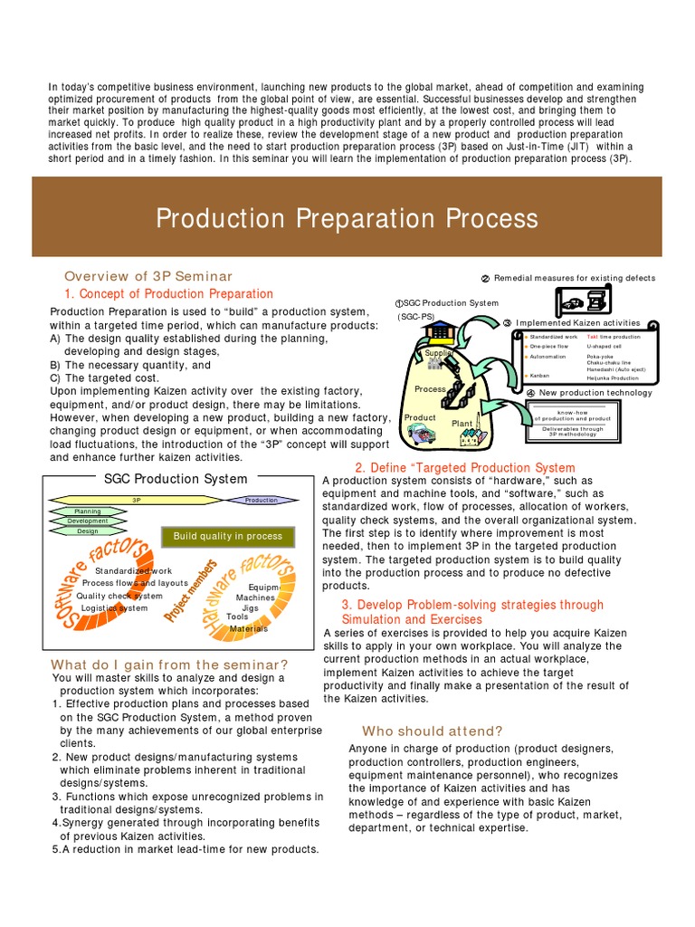 Production Preparation Process: Overview of 3P Seminar | PDF | Operations Management | Quality ...
