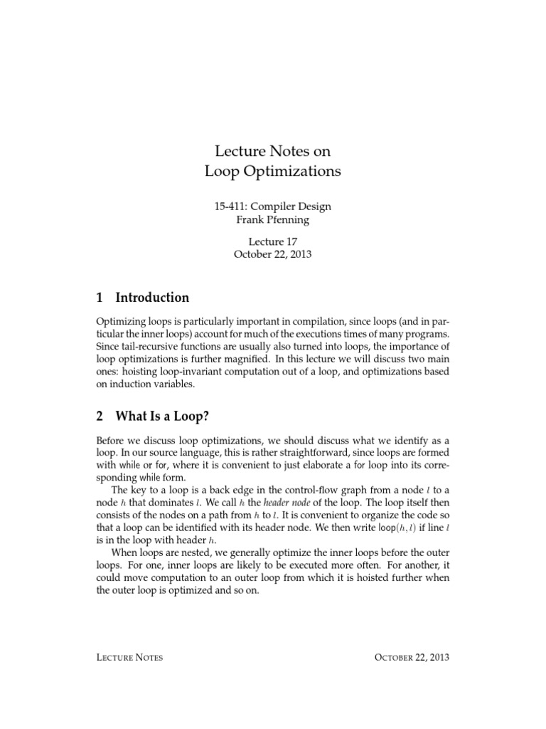 Optimizing Loops Through Induction Variable Analysis And Hoisting Loop Invariant Computations