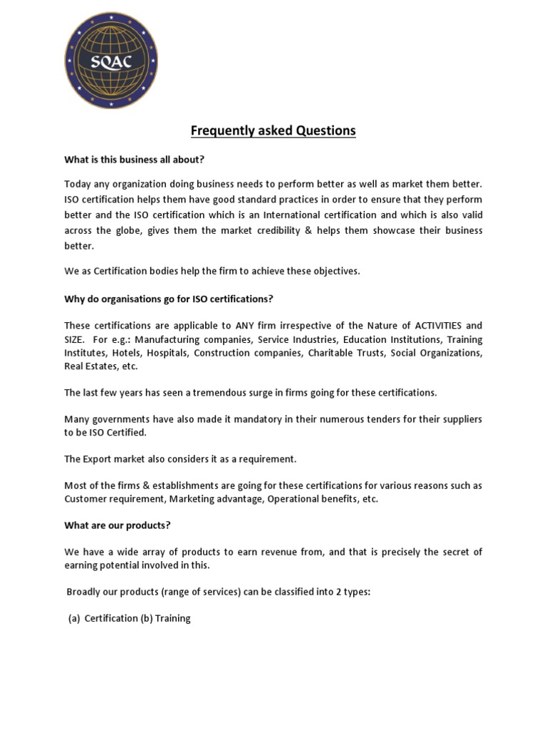 ISO Certification Business Opportunities | PDF | Iso 9000 ...