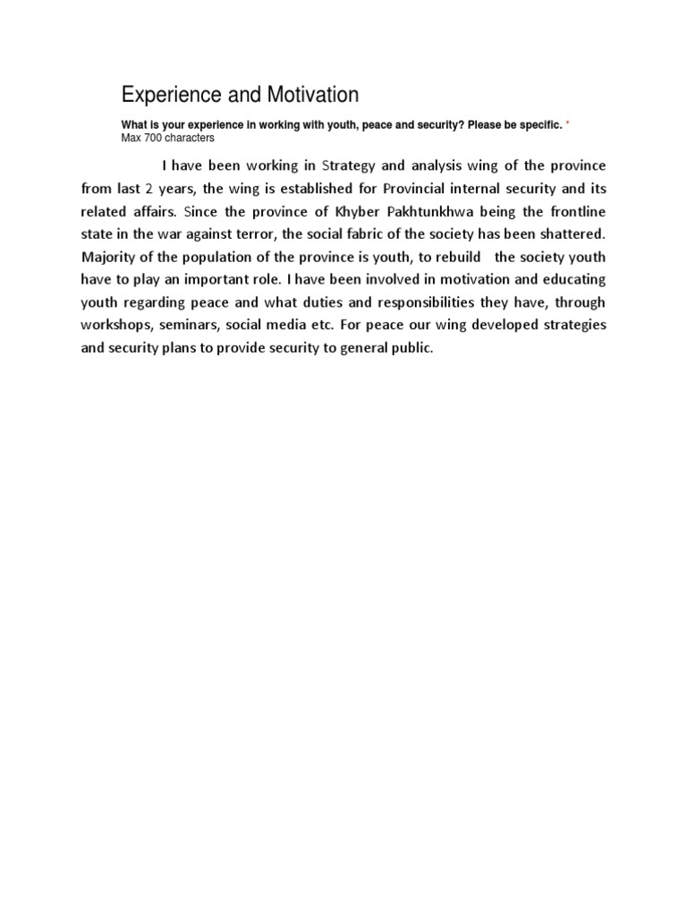 Experience and Motivation | PDF