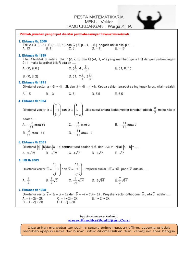 Soal Ulangan Vektor SMA Kelas XII IPA | PDF