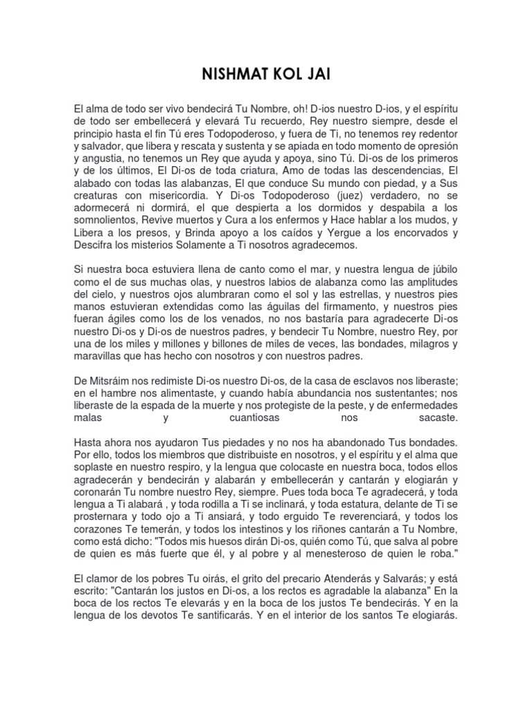 Nishmat Kol Jai | PDF | Salmos | Biblia