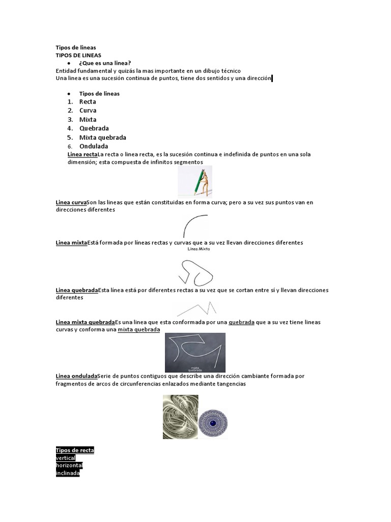 Tipos de Lineas | PDF | Curva | Línea (geometría)