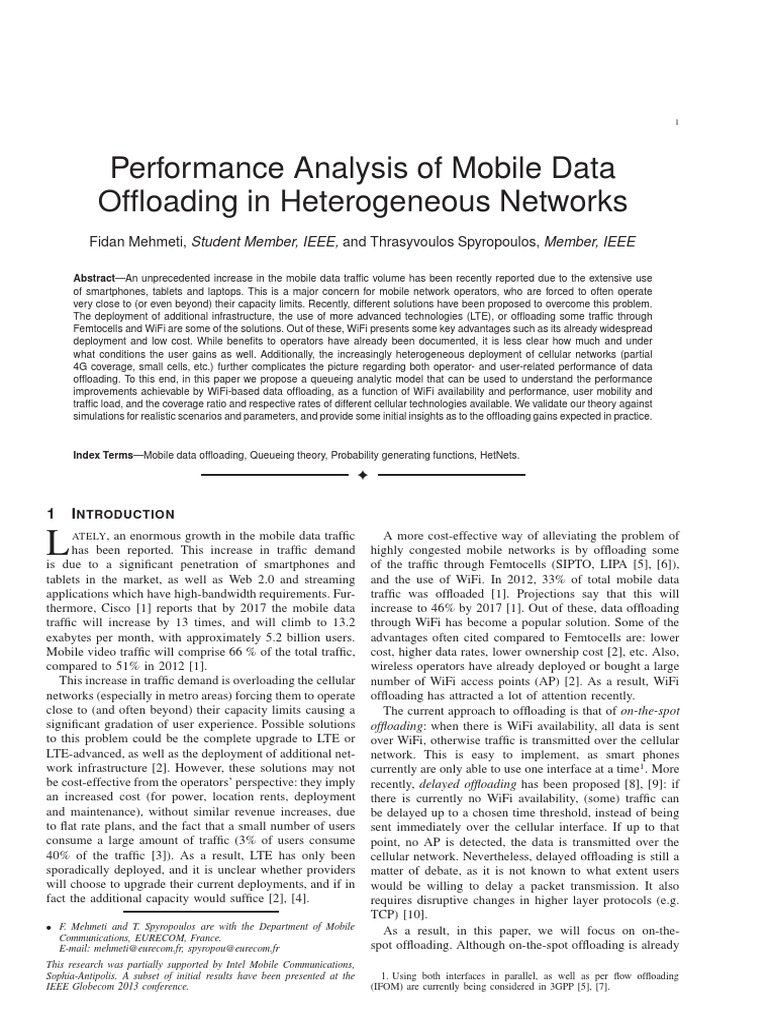 Mobile Data Off-Loading | Download Free PDF | Cellular Network | Wi Fi