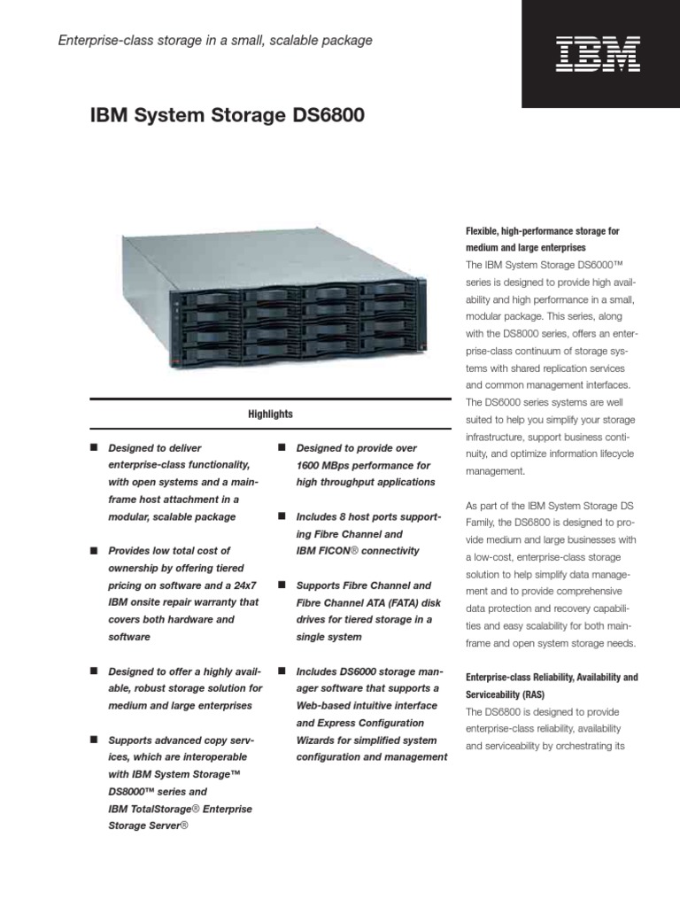 IBM System Storage DS6800 | PDF | Hard Disk Drive | Computer Data Storage