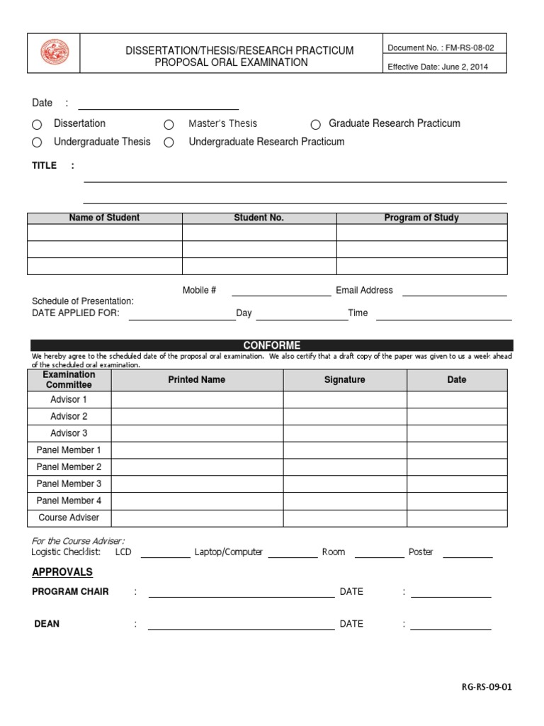 Proposal Oral Examination Guidelines | PDF