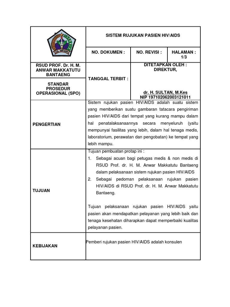 SOP Sistem Rujukan HIV - AIDS | PDF | Pengembangan Diri | Kesehatan ...