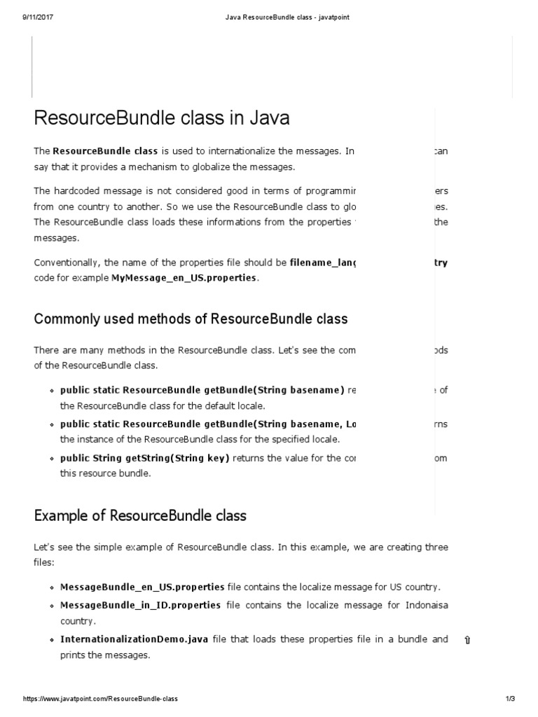 Java ResourceBundle Class - Javatpoint | Download Free PDF | Java ...