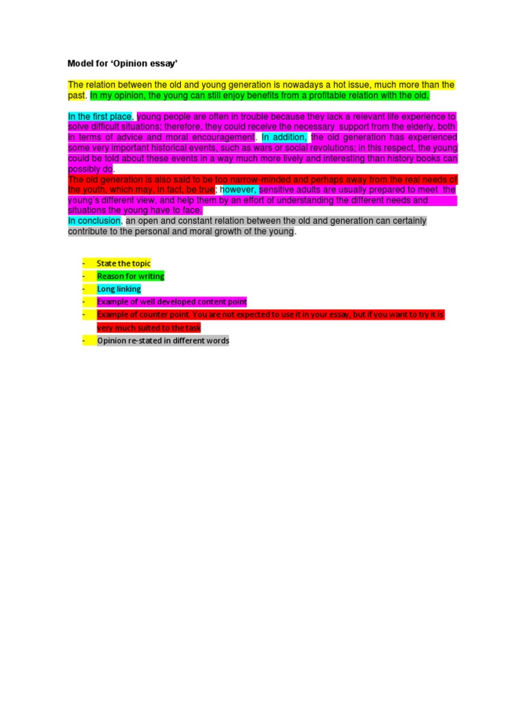 Model For Opinion Essay' | PDF | Opinion | Cognition