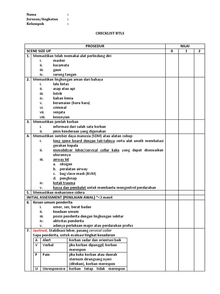 Checklist BTLS | PDF
