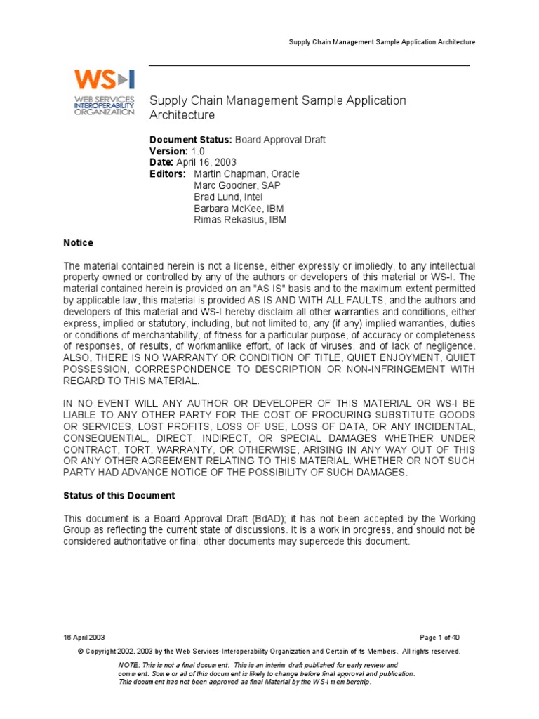 Supply Chain Management Sample Application Architecture | PDF | Soap ...