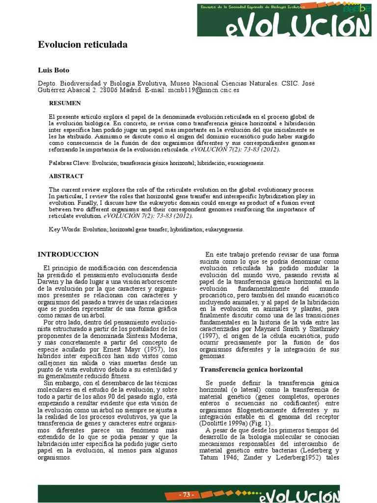 Definición de Evolución Reticulada | PDF | Archaea | Evolución